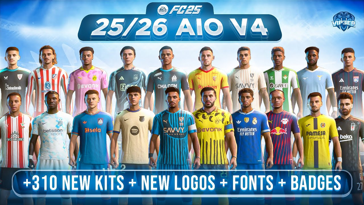 25/26 AIO Kits V4 Mod For FC 25 (+310 New Kits - Fonts - Badges ) TU16 ...