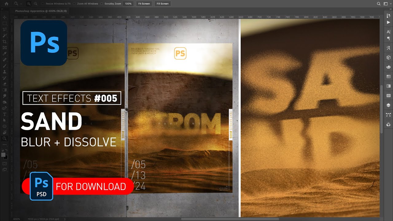 Sand Storm Text Effect in Photoshop & Poster Design + Free PSD File ...