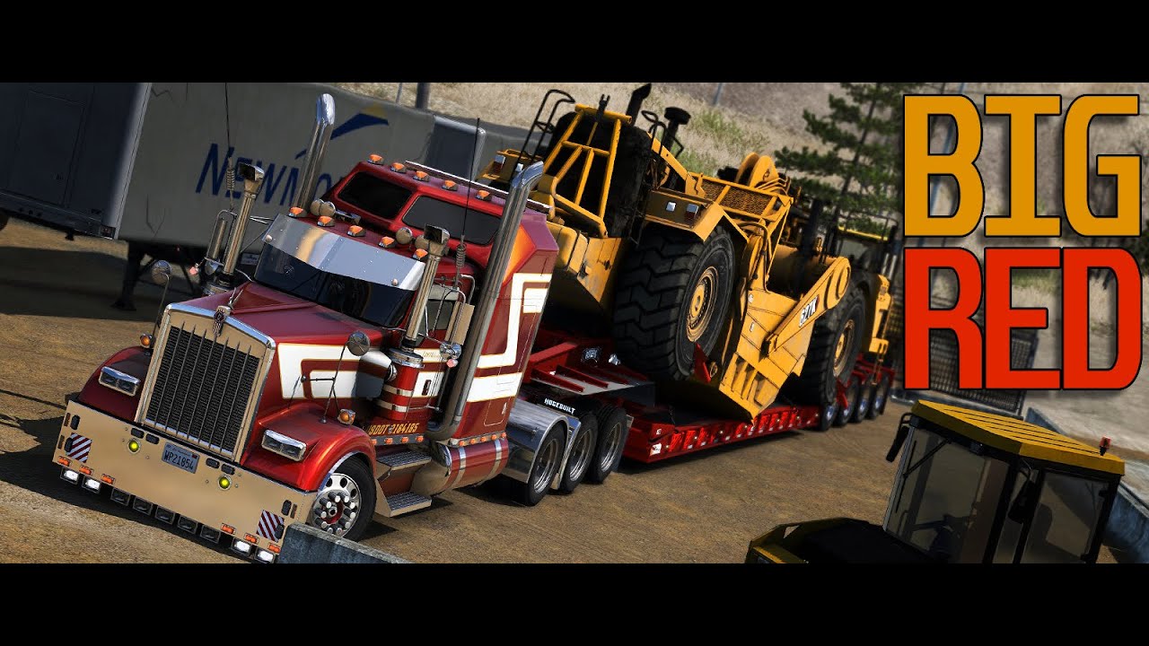 Trucking - Big Red pulling Rogers Lowboy - YouTube