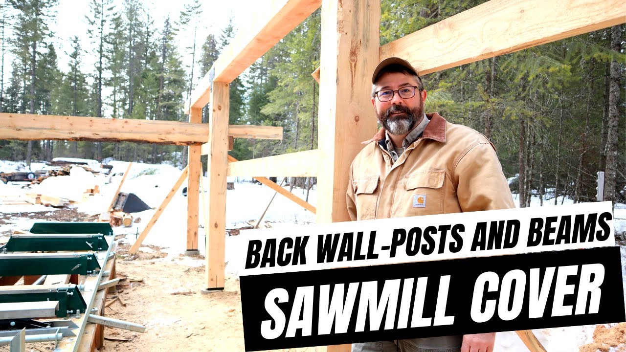 Putting Up Posts And Beams // Back Wall Assembly // Building A Sawmill ...