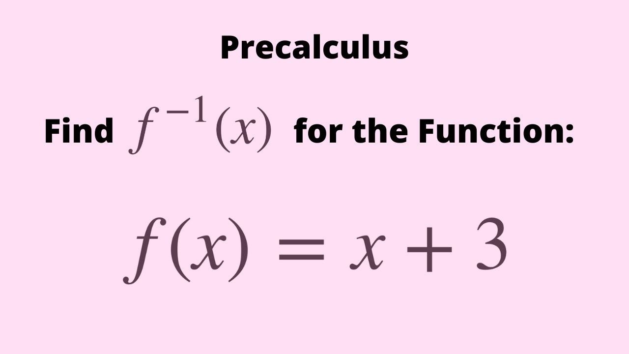 Precalculus: Solving to Find Inverse Functions - YouTube