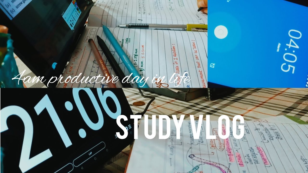 My first vlog | 4am productive study vlog📚📝,waking up early, notes ...