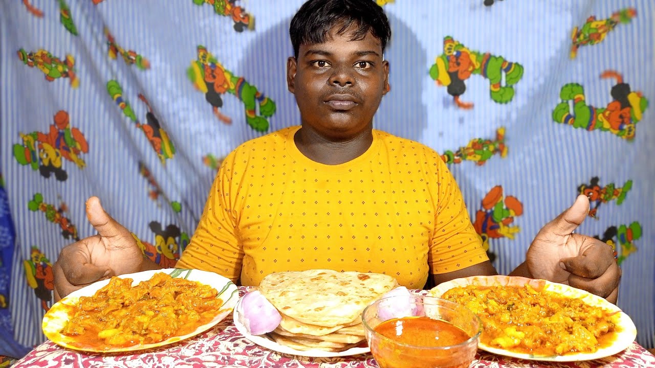 Eating whole this Parata and chicken curry 🍛🍛😋😋😋 HungryBoy EatingShow - YouTube