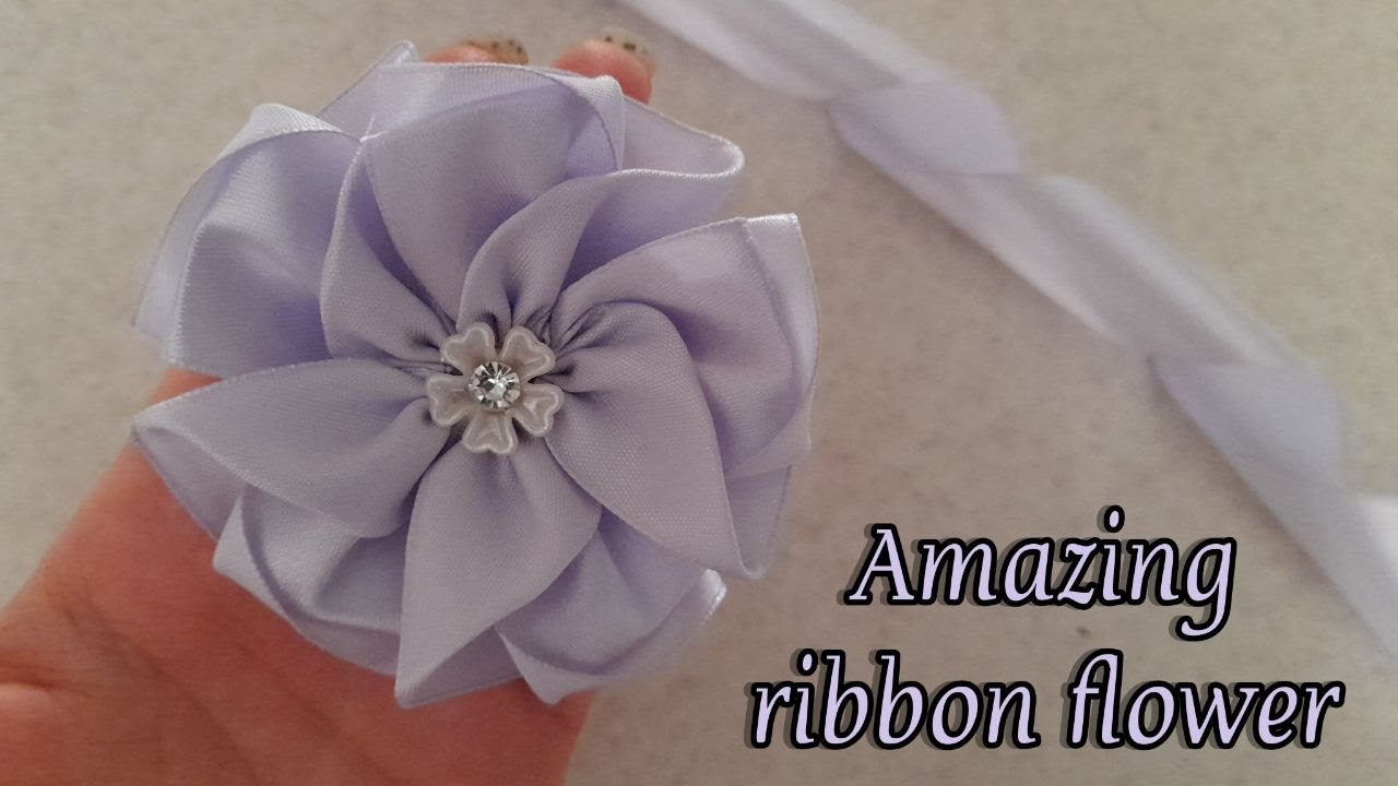 DIY | Amazing ribbon flower | Kanzashi flower tutorial | ribbon craft ...