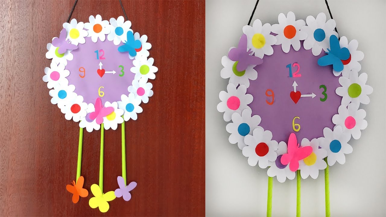 DIY-How to make easy and beautiful wall hanging clock| Flower clock ...