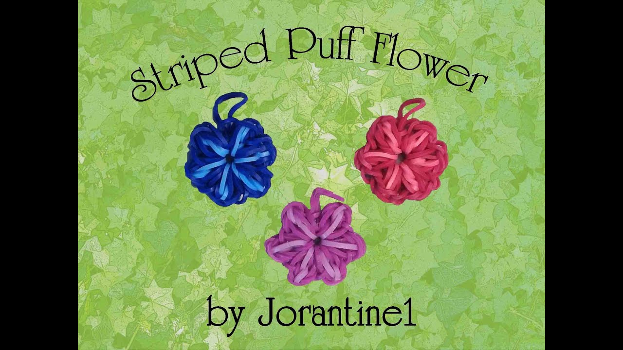New Striped Puff Flower Charm - Rainbow Loom - Hook Only - Loomless ...