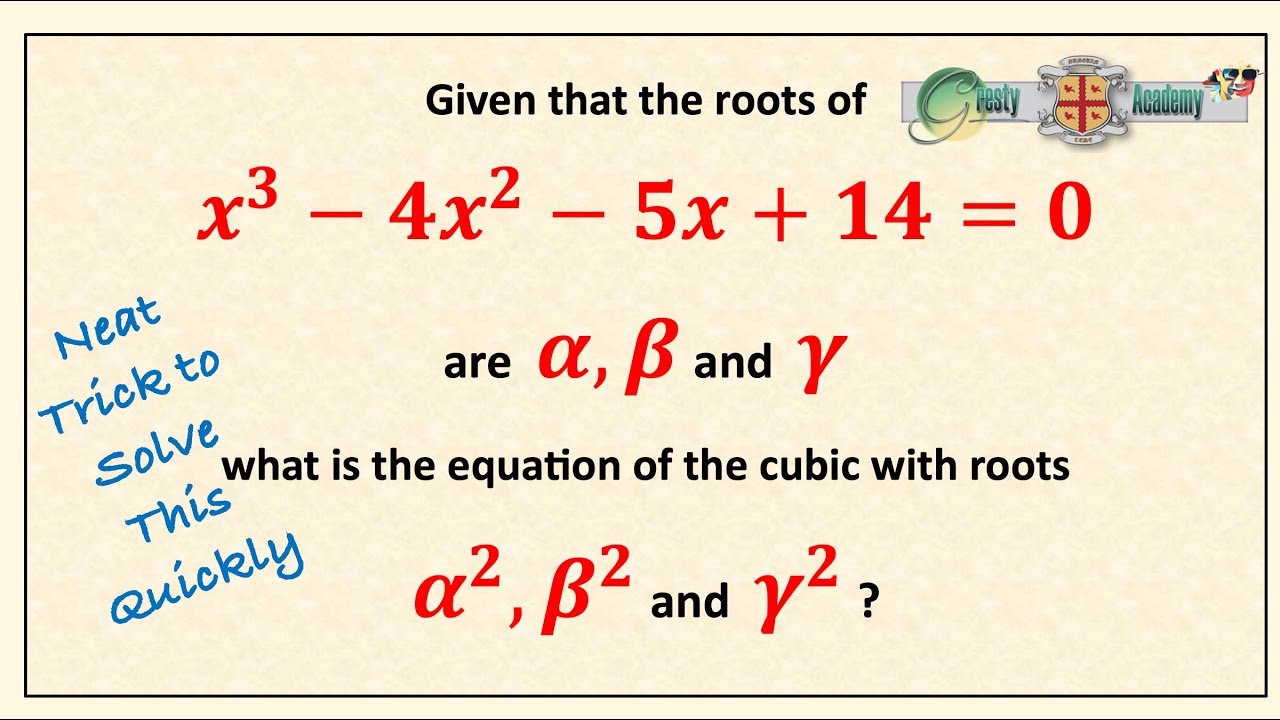 A Cool Method Solves this Quickly Without Using Vieta's Formulae - YouTube