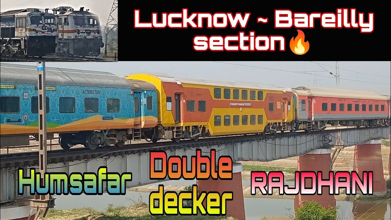 Lucknow ~ Bareilly route 🔥 || Beautiful Colourful Trains Passing bridge ...