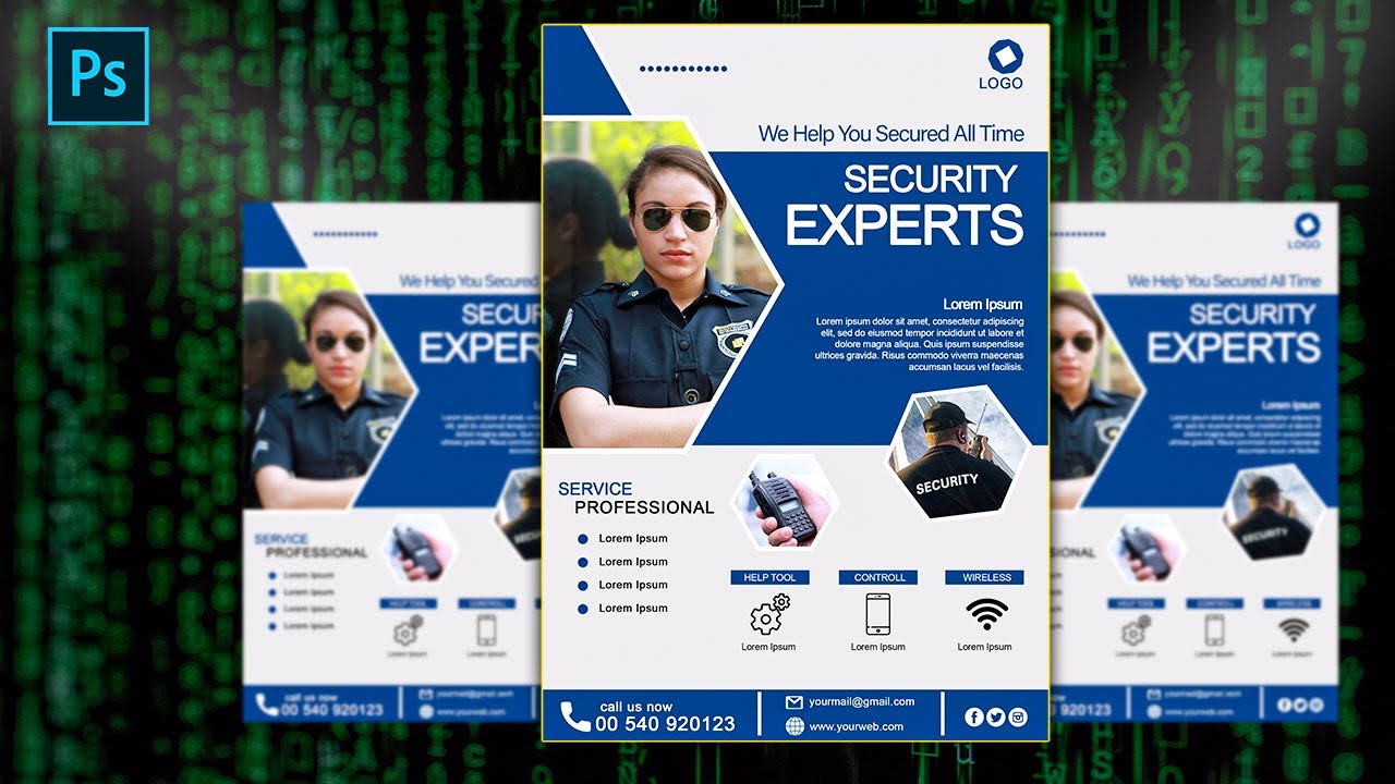 Photoshop Tutorial : Make Security Flyer Design : How To Design - YouTube
