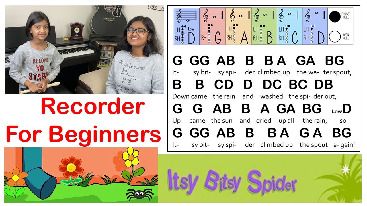 Itsy Bitsy Spider in Recorder | Recorder Tutorial for Beginners | How ...
