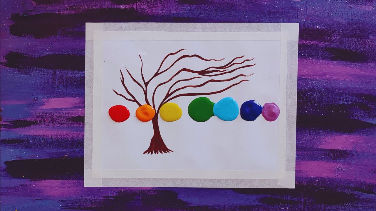 Easy Rainbow Tree Painting Step By Step / Acrylic - YouTube
