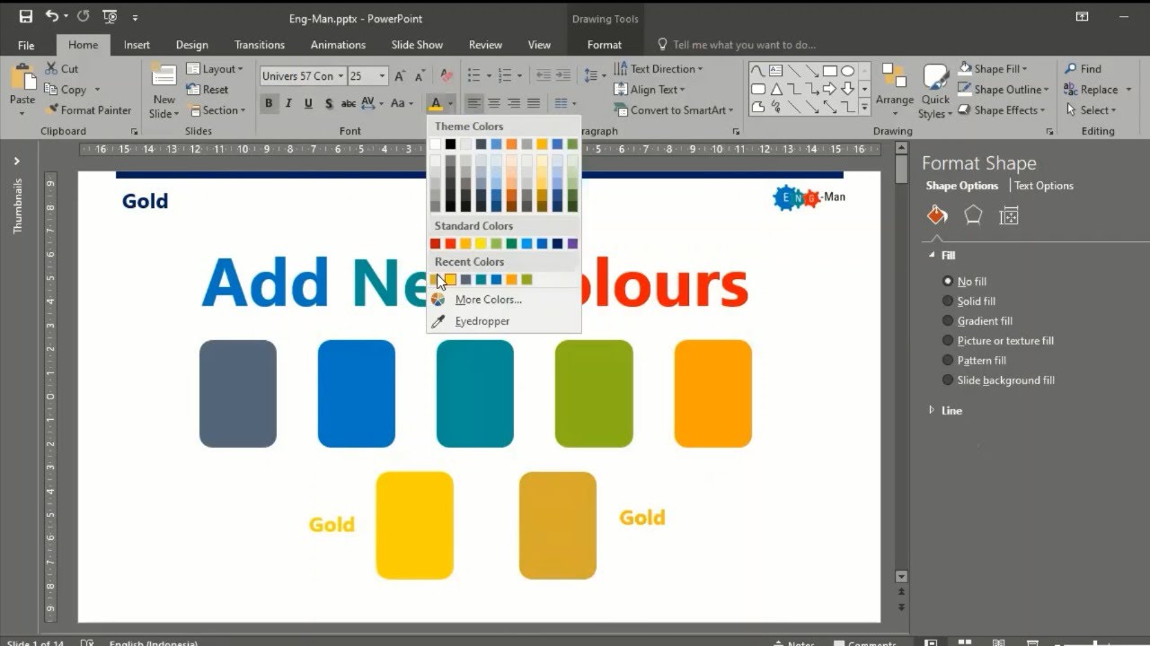 PowerPoint Tutorial 12 Gold Color YouTube