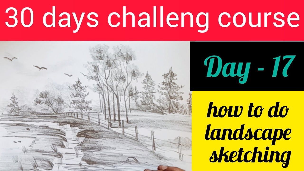 day 17 how to do free hand landscape#drawing #arte #artwork #art # ...