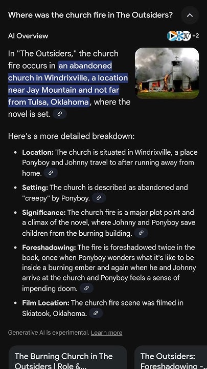 The Outsiders Church Fire Filming Location - YouTube