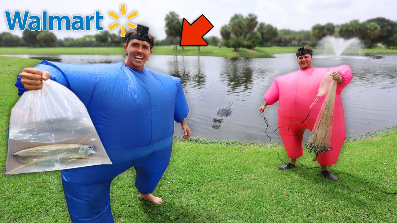 1v1 FAT SUIT CHALLENGE BIGGEST FISH FOR BACKYARD POND !! - YouTube
