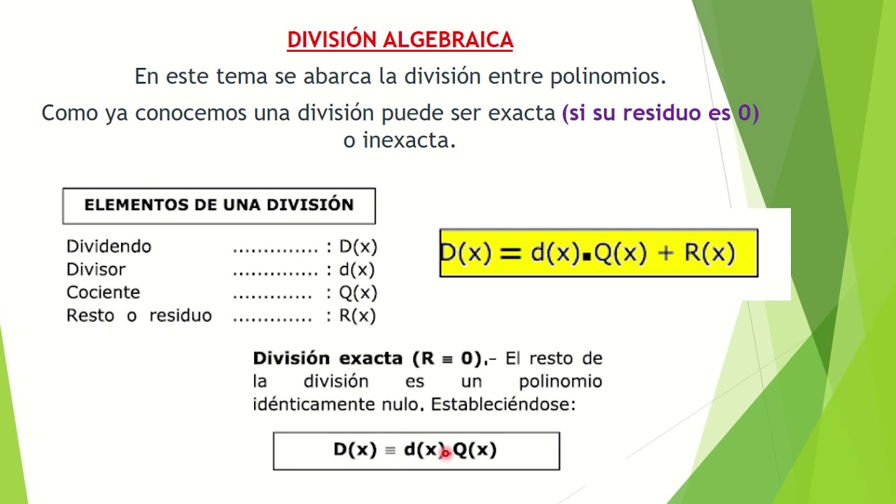 DIVISIÓN ALGEBRAICA: MÉTODO CLÁSICO - YouTube