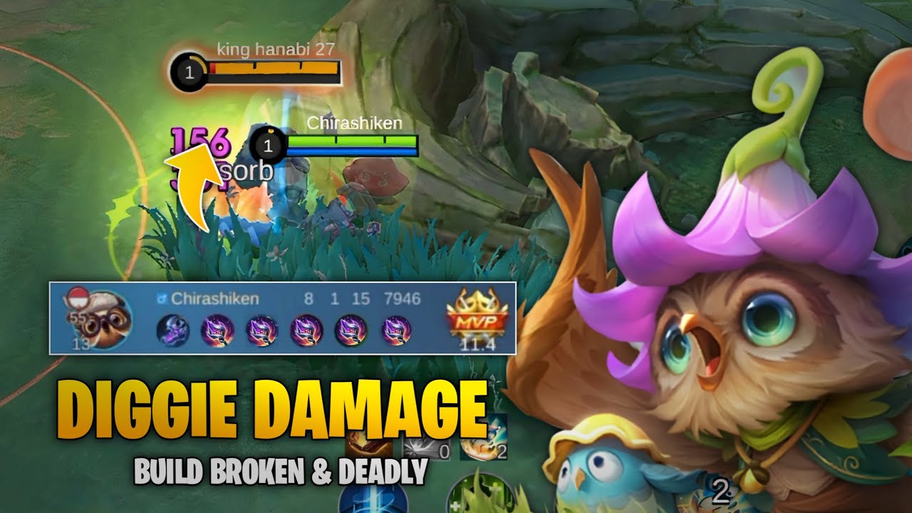 DIGGIE DAMAGE BUILD BROKEN & DEADLY NO COUNTER ‼️GAMEPLAY DIGGIE MLBB ...