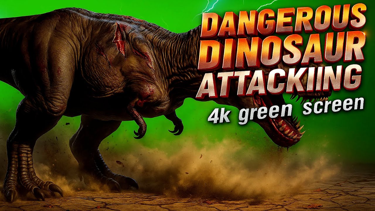 Dangerous T-Rex Dinosaur Attacking 4K | Ultra Realistic Green Screen ...