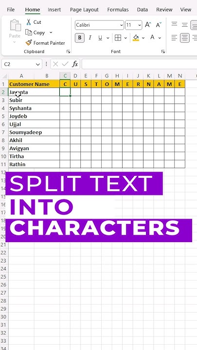 How to split text into characters in Excel🔥🔥 split text #excelshorts #exceltricks #exceltips # ...