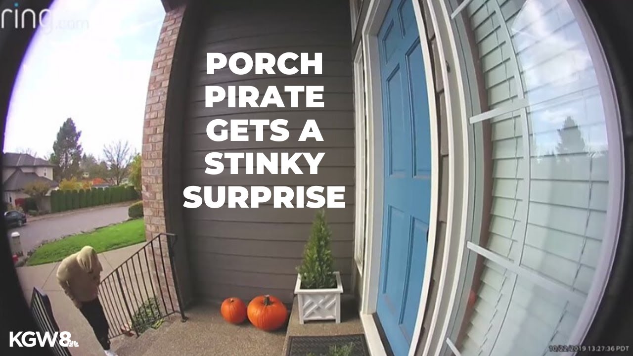 Portland porch pirate gets a stinky surprise! - YouTube