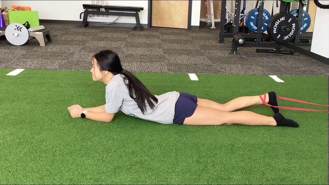 Prone Banded Hamstring Curl - YouTube