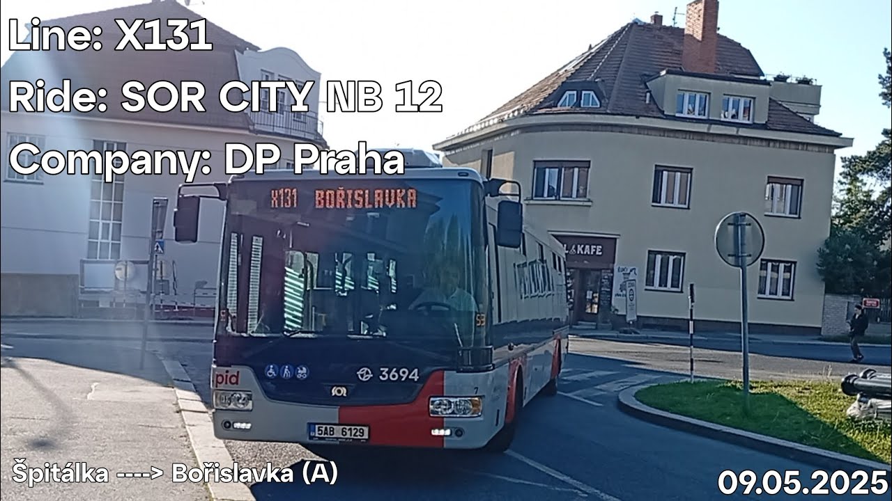 Line: X131 Ride: SOR CITY NB 12 Company: DP Praha to Bořislavka (A ...