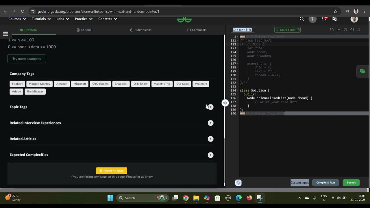 Clone List with Next and Random| #gfg #potd | 23-01-2025 | @DecodeMaster01 - YouTube