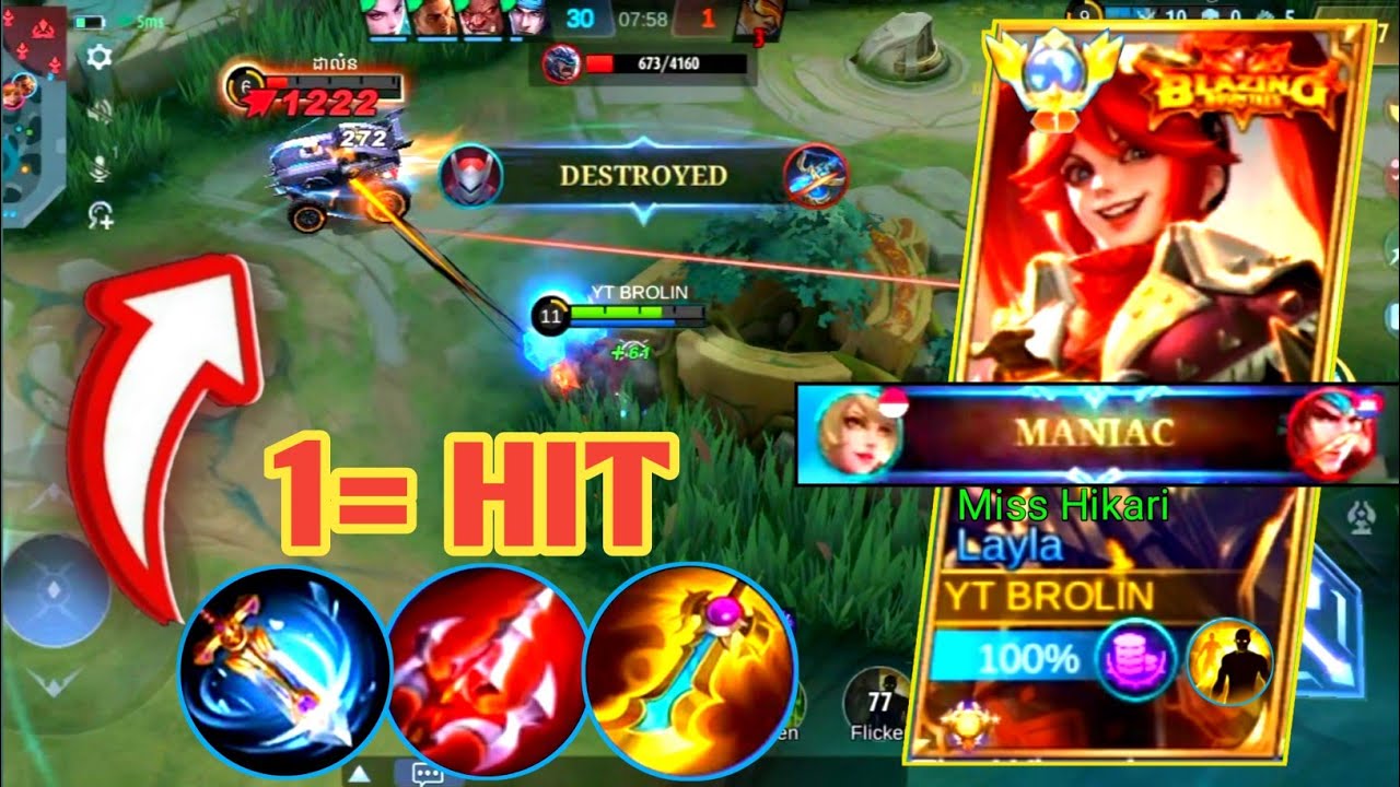 LAYLA ONE HIT DELETE + MANIAC !! BUILD TOP 1 GLOBAL LAYLA ~ MOBILE LEGENDS - YouTube