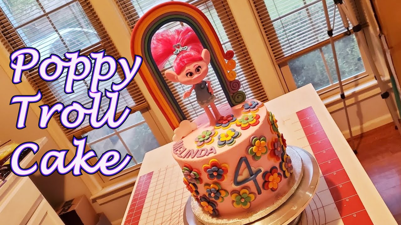 Pink Poppy Troll Cake Tutorial | Troll Birthday Cake!! - YouTube
