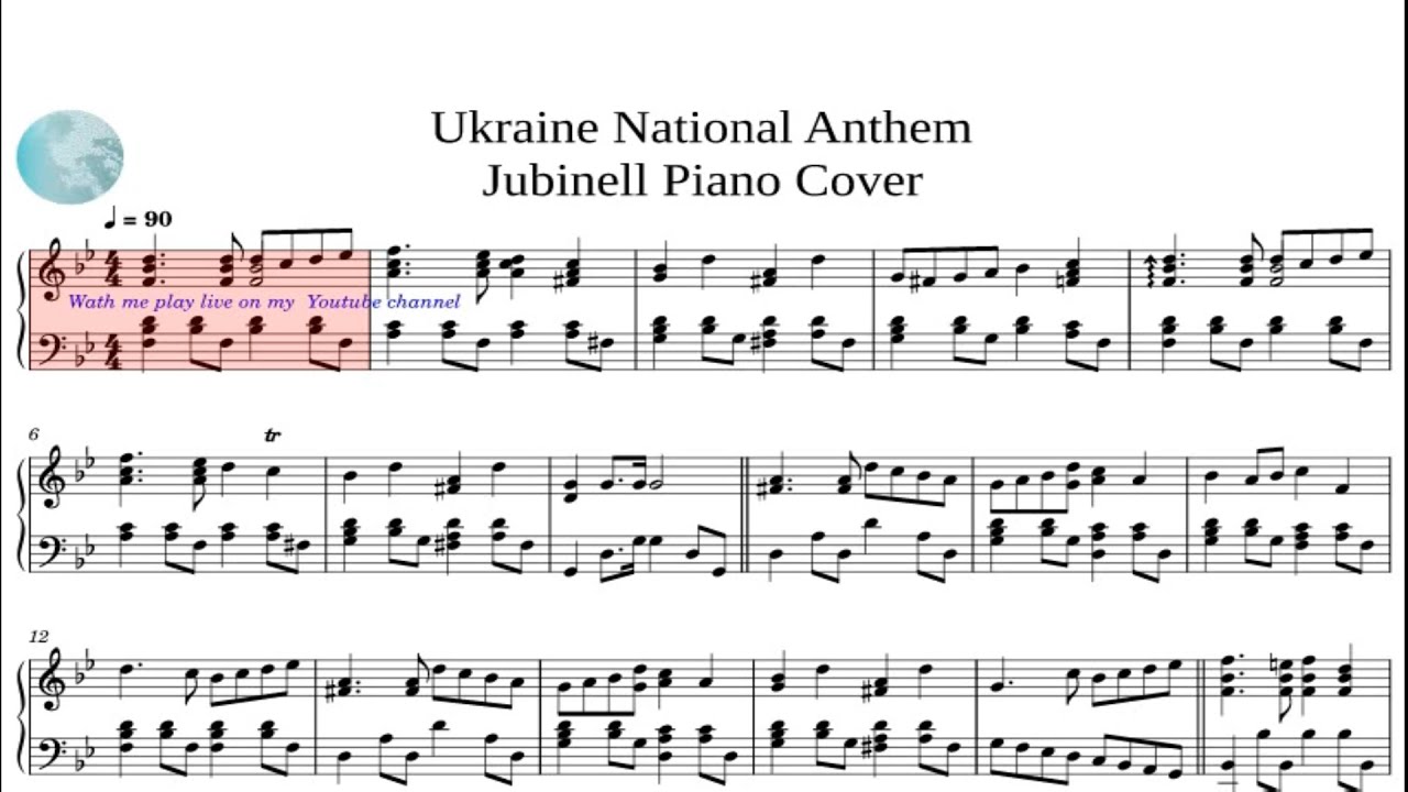 Ukraine National Anthem Piano Sheet Music Ukraine is not yet dead Piano ...