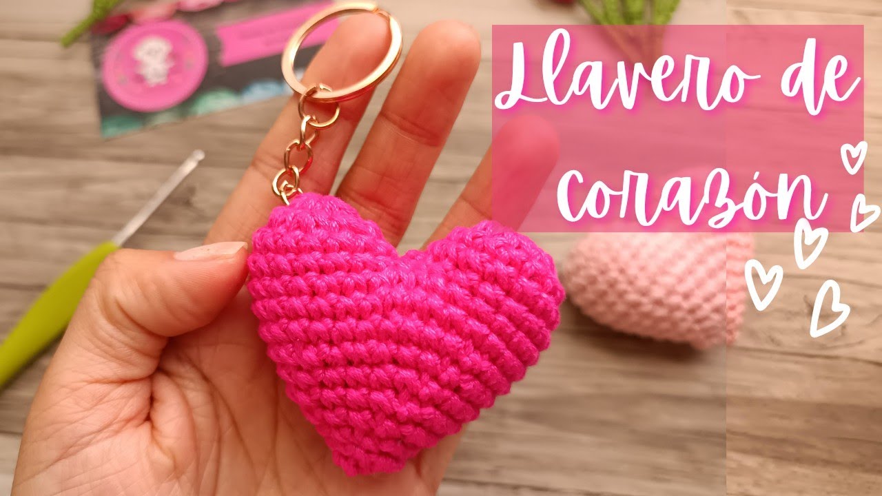 Llavero de corazon a Crochet | Tejidos Penny's ens. - YouTube