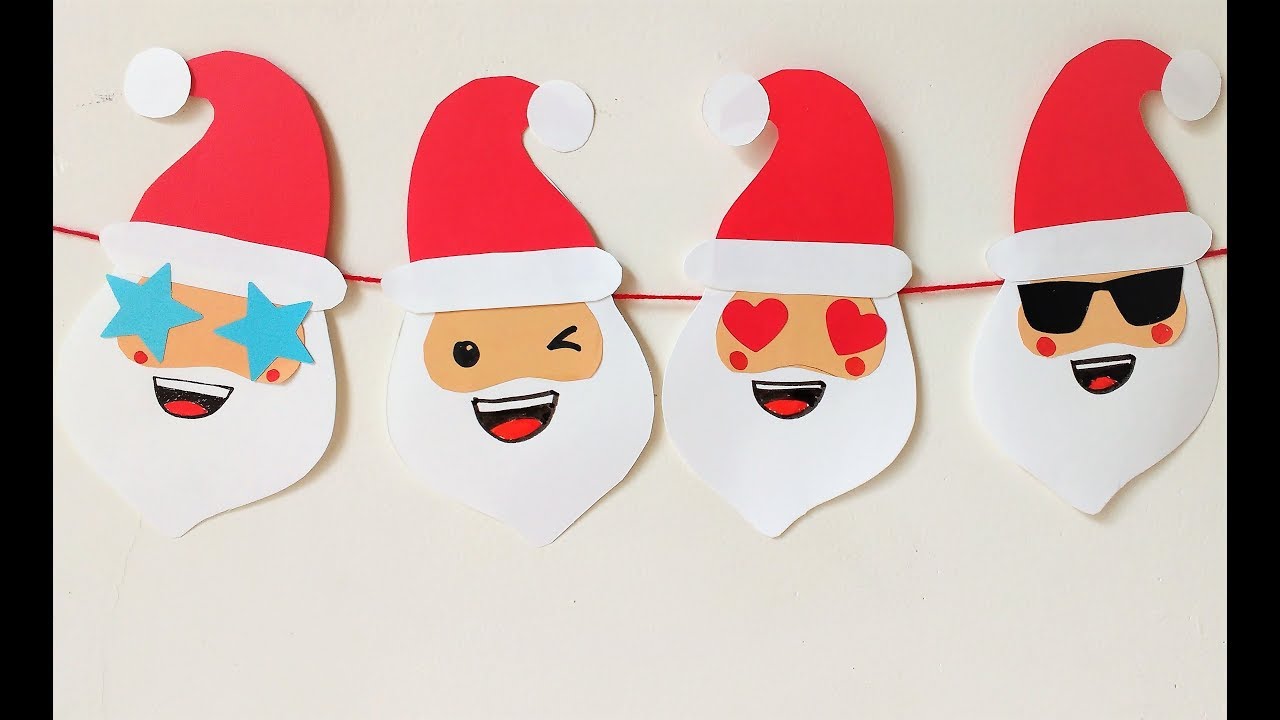 DIY Christmas Decoration !! Santa Emoji Bunting// Christmas decoration ...