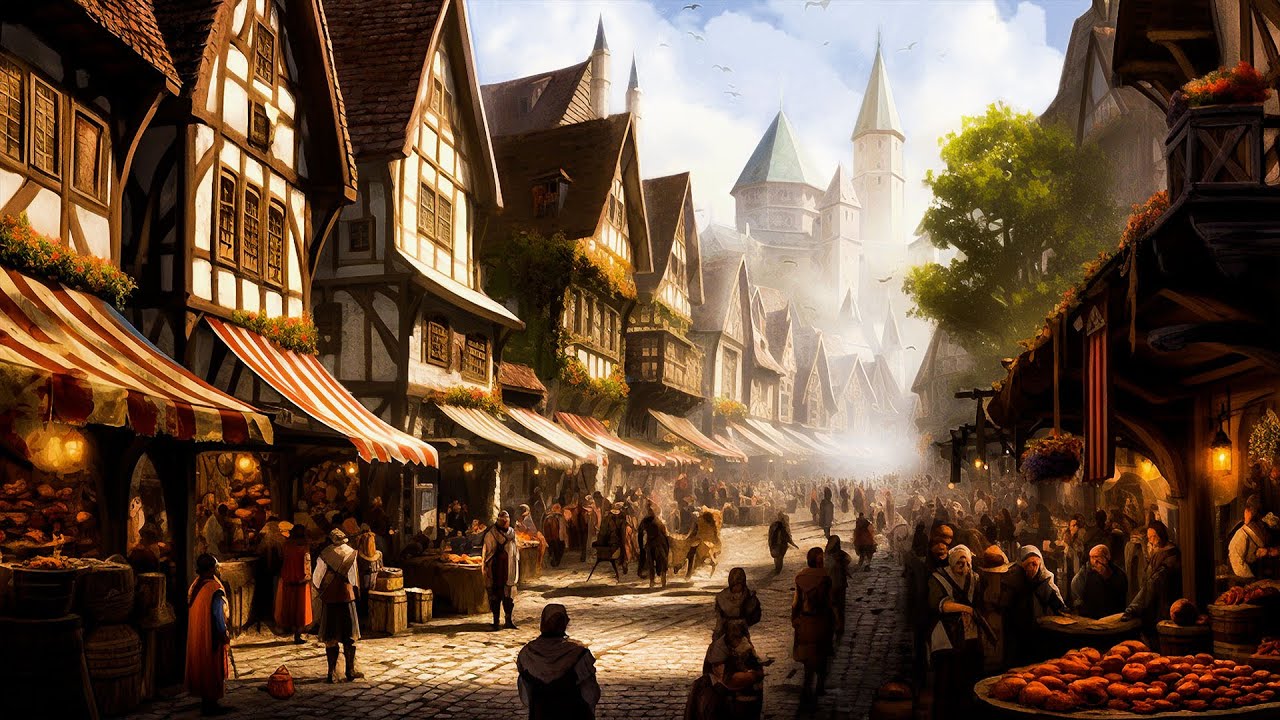 🔥Medieval Market | Medieval Ambience Music | Focus, Relax, Heal, Sleep ...