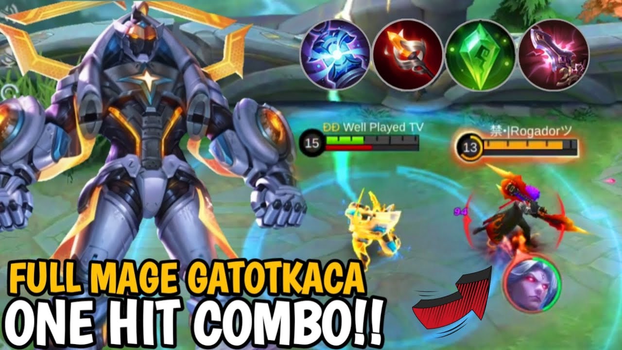 One Hit Combo | Full Mage Gatotkaca is Very Dangerous | Build Top 1 ...