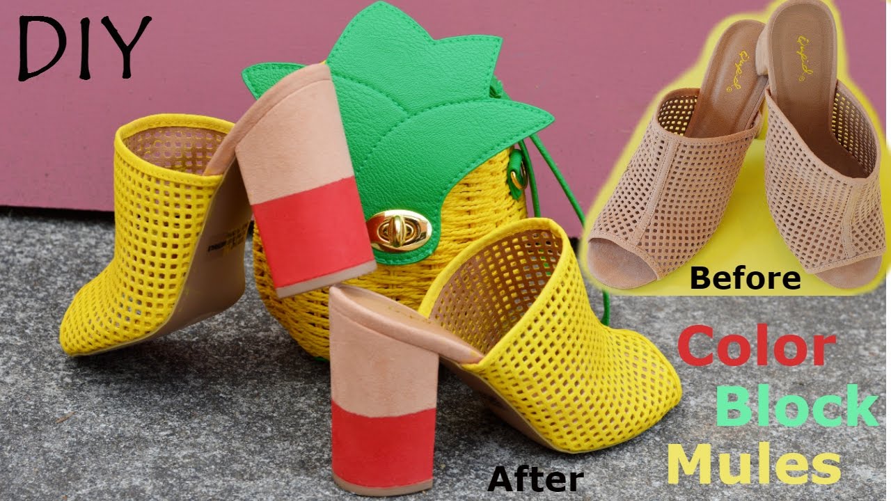 DIY: Color-Block Mules | Refashion - YouTube