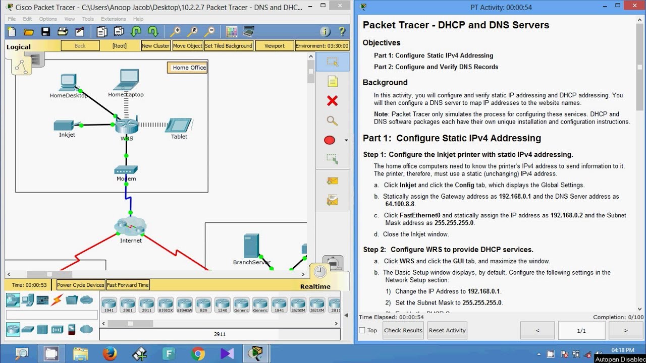 10227 Packet Tracer Dns And Dhcp Youtube