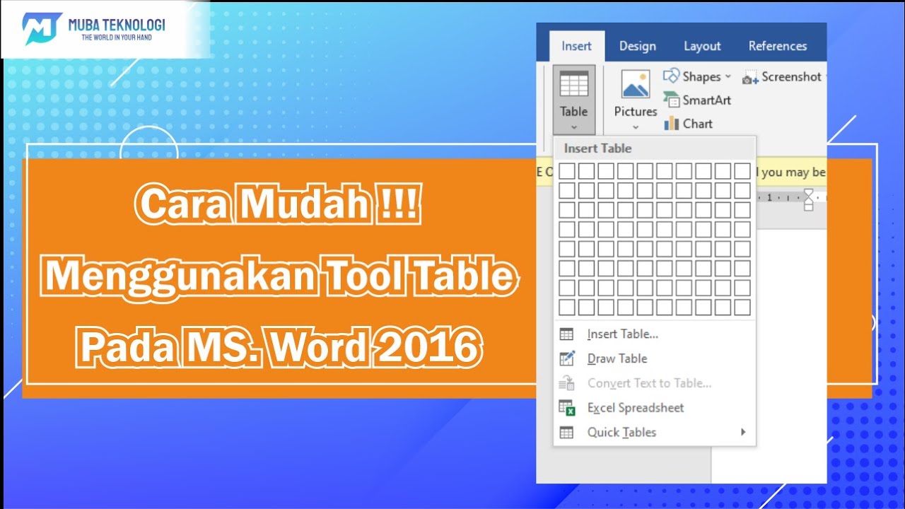 Cara Membuat Tabel Dengan Tool Table Pada MS Office Word 2016 - YouTube