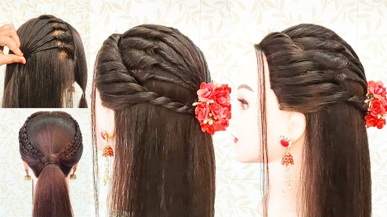 🌹Simple Hairstyle - Easy Trendy Hairstyle For Functions | College Look ...