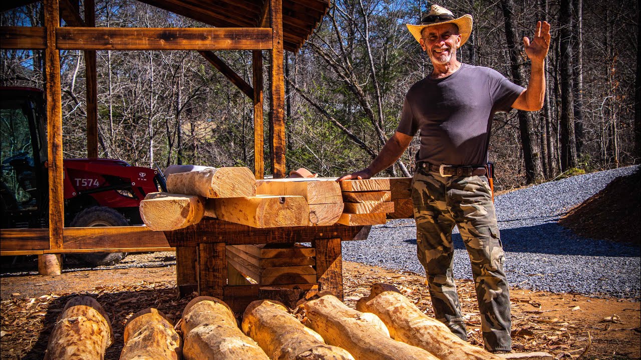 Building A Carport With Crooked Logs ! - YouTube
