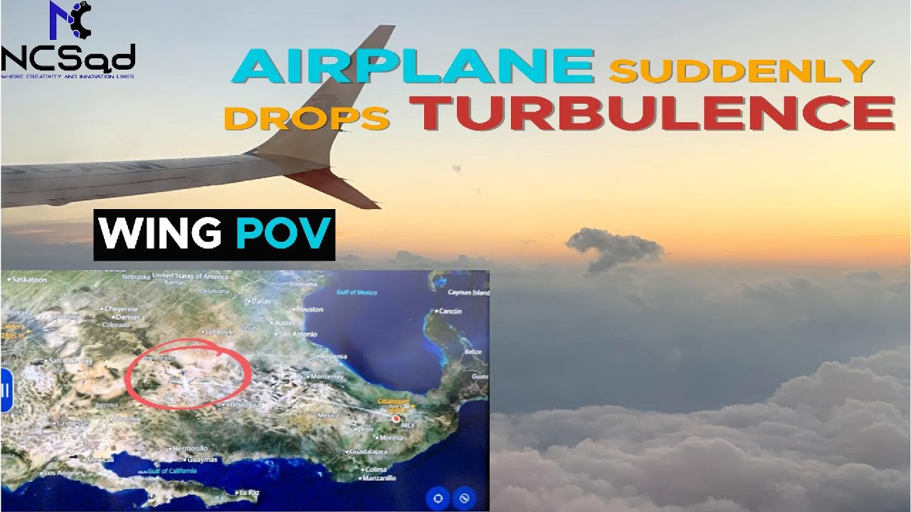 AIRPLANE Suddenly DROPS Flying In TURBULENCE. Aeromexico Flight Wing ...
