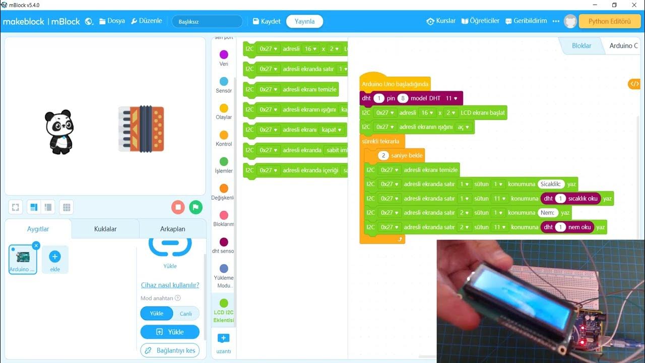 mBlock 5 ile Arduino - 18 dht11 sıcaklık ve nem sensörü kullanımı ve hava istasyonu yapımı - YouTube