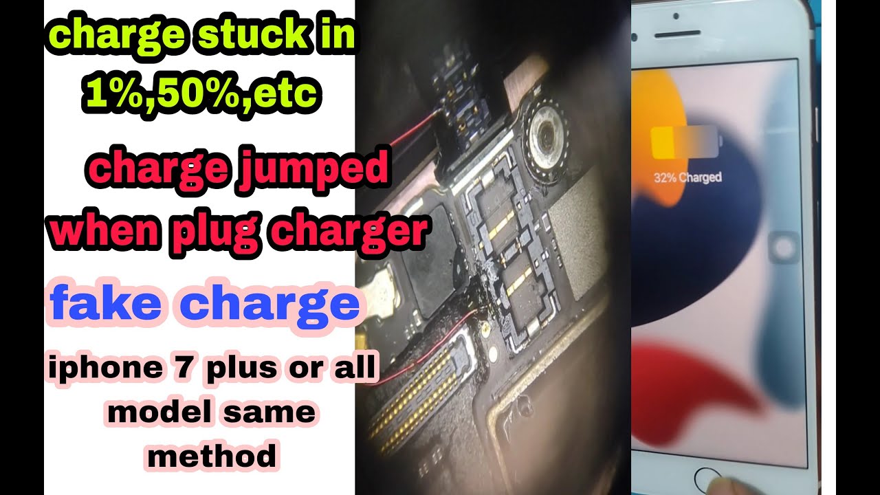 iphone 7 plus charge jump when plug charger || iphone charge stuck in 1 ...
