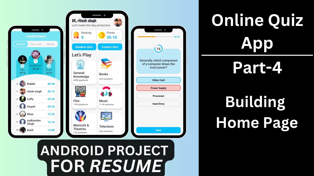 Online Quiz App || Part-4 || Android Project For Resume || Open Trivia ...