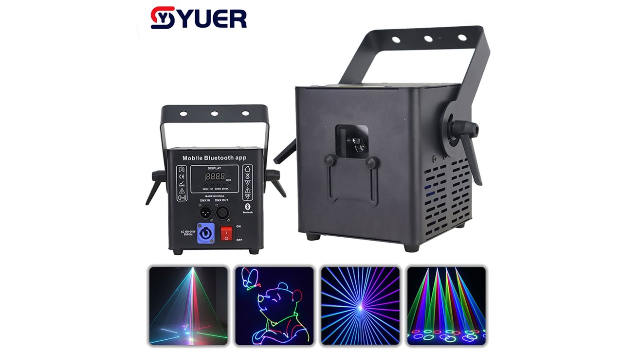 YUER™️ RGB 1.2W 2W 3W Laser Bluetooth Mobile App Edit Remote Animation ...