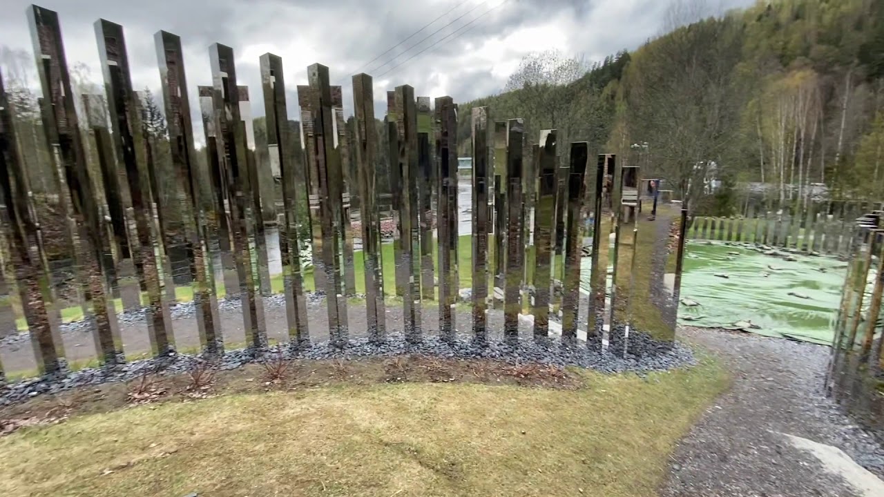 What to see in Norway? Mirrored pillars @ Jevnaker, Norway - YouTube