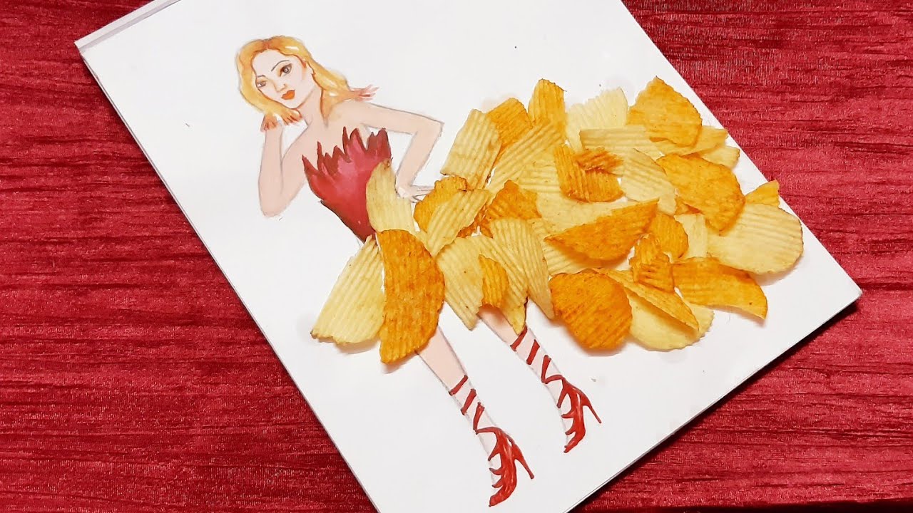 dress drawing with waste material | Fashion illustration | pencil ...