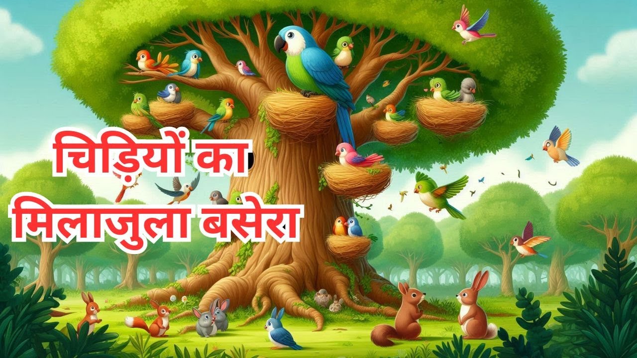 चिड़ियों का मिलाजुला बसेरा | Fun Bird Song for Kids | Interactive Hindi ...