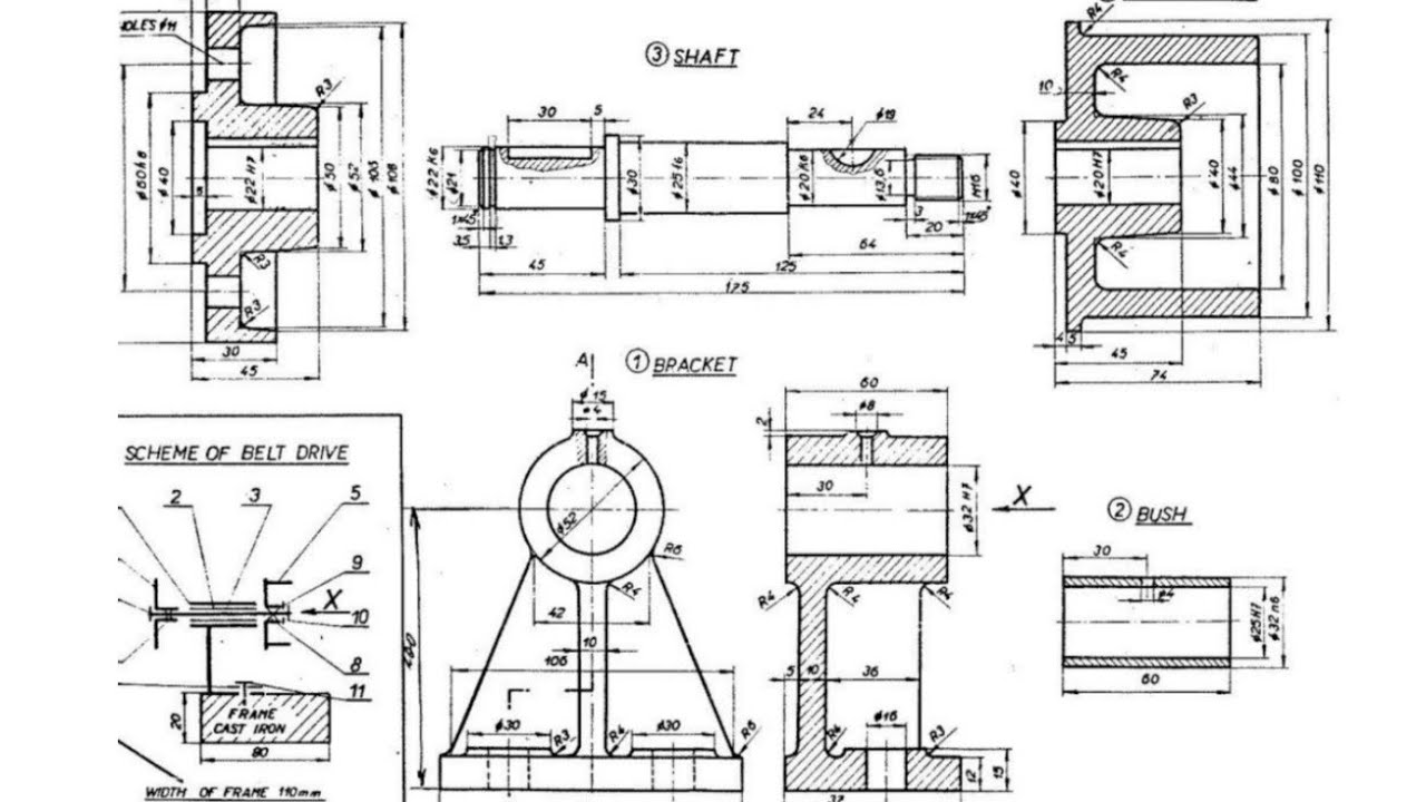 Mechanical Drawing - Pulley Bracket #2 - YouTube