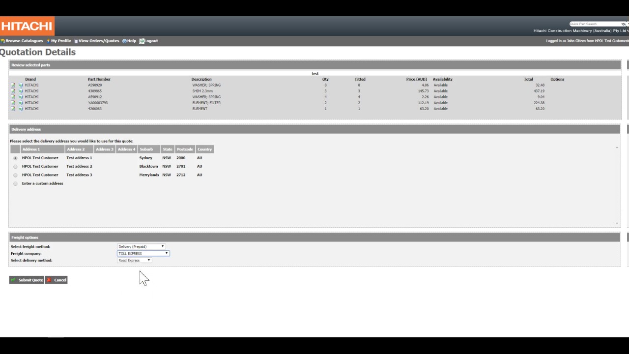 Hitachi Parts Online - Requesting Quotation - YouTube