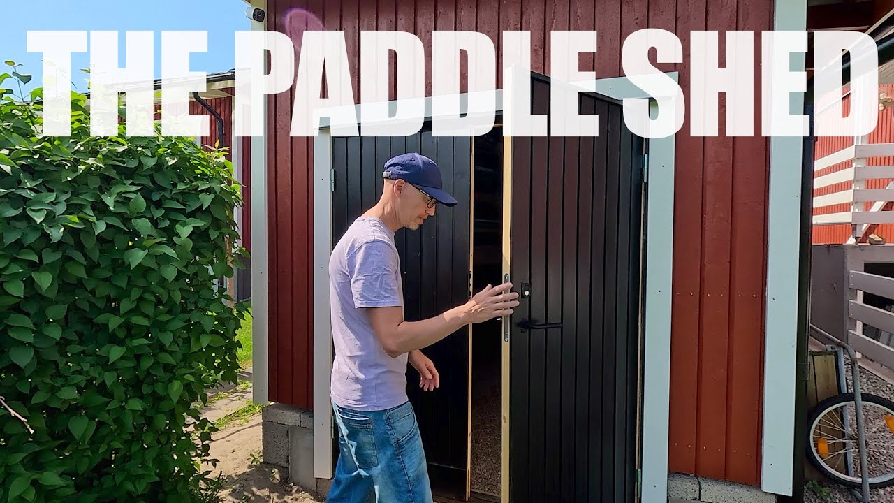 The paddle shed, I show how it turned out inside, with kayaks, paddle ...